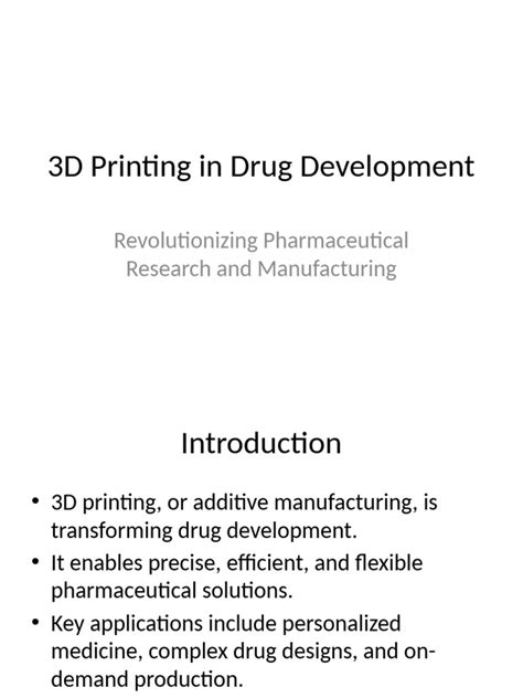 Expanded 3d Printing In Drug Development V2 Pdf 3 D Printing Drug