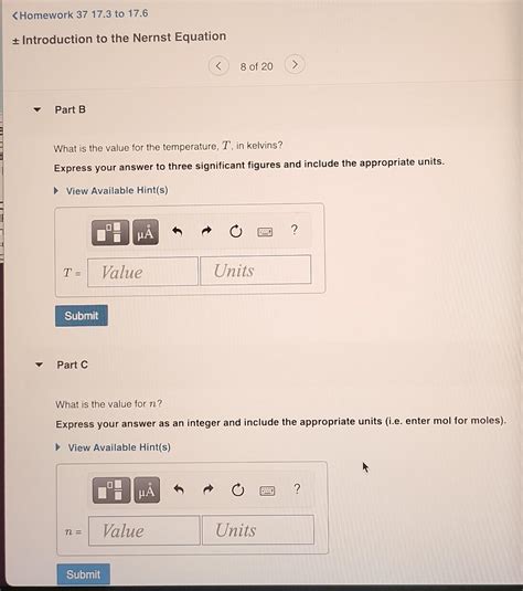 Solved ± Introduction To The Nernst Equation Constants I