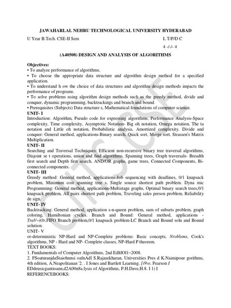 A40508 Design And Analysis Of Algorithms Pdf Computational