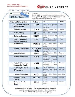 Sap Cheat Sheet PDF
