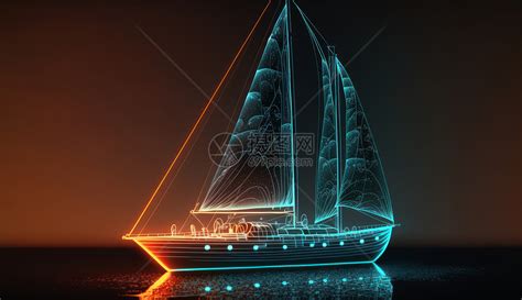 夜晚行驶在水面上的帆船插画图片下载 正版图片402464270 摄图网