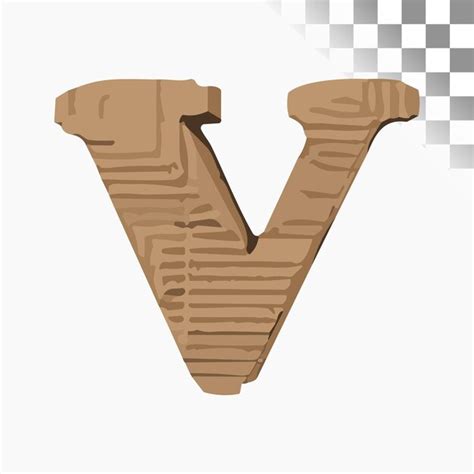 V дизайн букв стильный шрифт картонный алфавит Премиум векторы