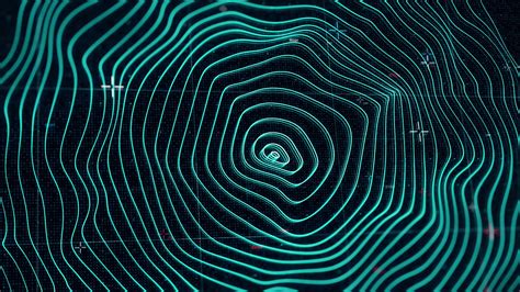 Animated Abstract Bended Neon Concentric Circles On Black Background