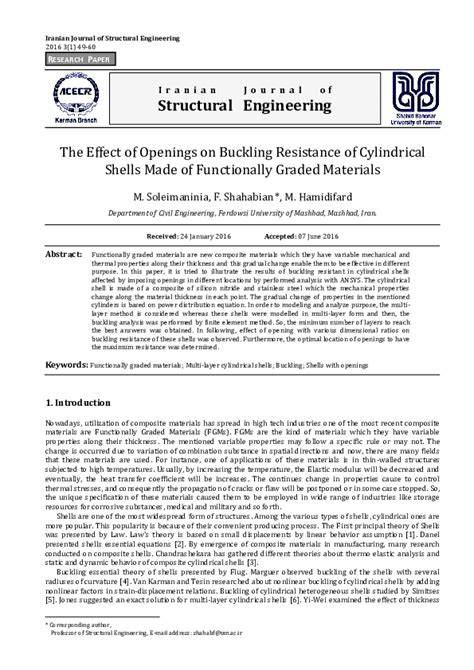 Pdf The Effect Of Openings On Buckling Resistance Of Cylindrical Shells Made Of Functionally
