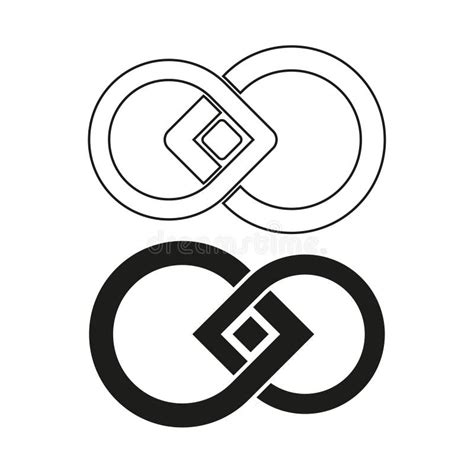 Linked Rings Icon Chain Connection Symbol Vector Unity Shape Overlapping Loops Element Stock