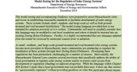 Model Zoning For The Regulation Of Solar Energy Systems Solsmart