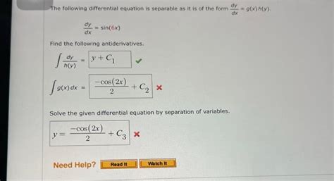 Solved The Following Differential Equation Is Separable As