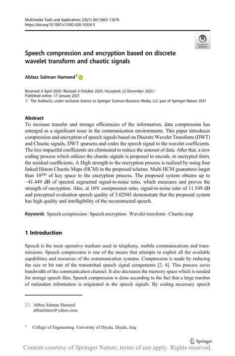 Speech Compression And Encryption Based On Discrete Wavelet Transform And Chaotic Signals