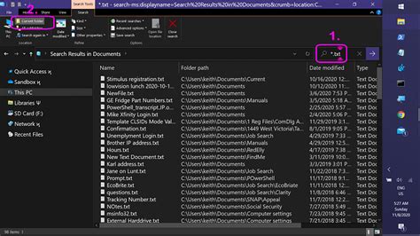 how to search in file explorer in windows 10 without subfolders