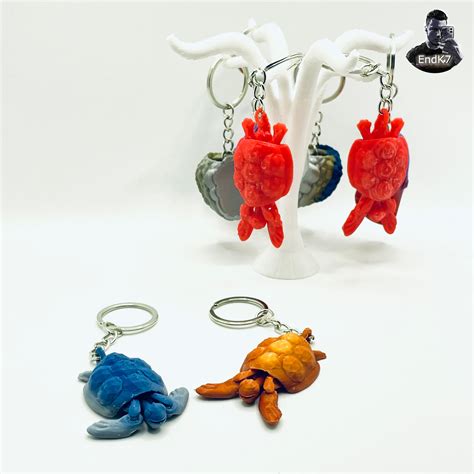 Cute Tiny Turtle Keychain Flexi Fin Articulated Print In Place