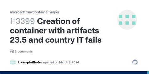 Creation Of Container With Artifacts 235 And Country It Fails · Issue 3399 · Microsoft