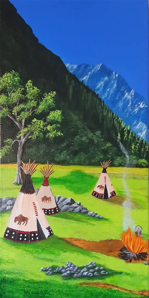 Native American Settlement Painting By Ritina Ansurkar Saatchi Art