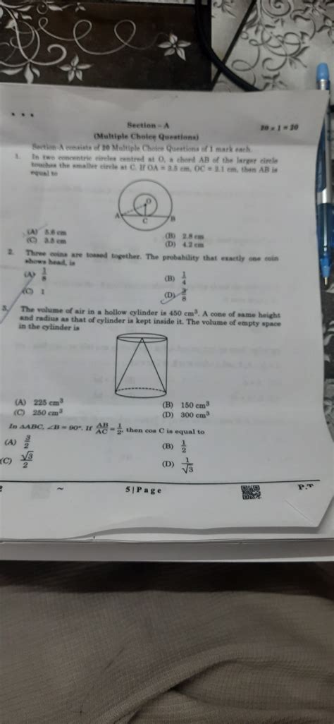 Section Amultiple Choice Questionssection A Consists Of 20 Multiple