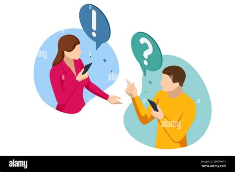 Isometric Question Marks Message Box With Question Chatbot Technology AI Chat Based On