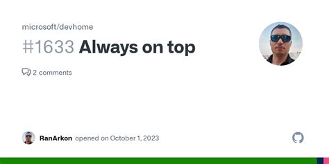 Always On Top Issue 1633 Microsoft Devhome GitHub