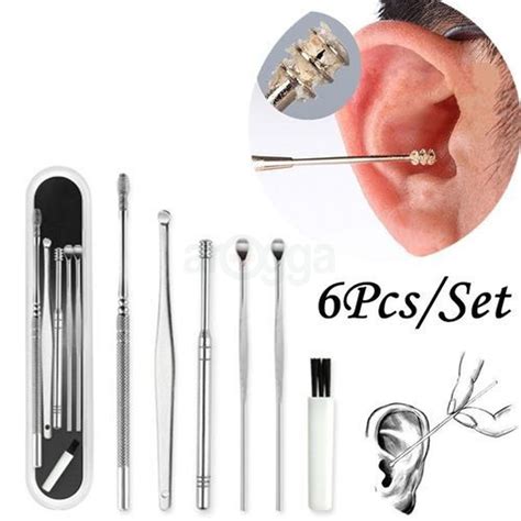 Ear Pick Set Portable Ear Cleaner Set Stainless Steel Earpick Ear Wax Curette Remover Ear