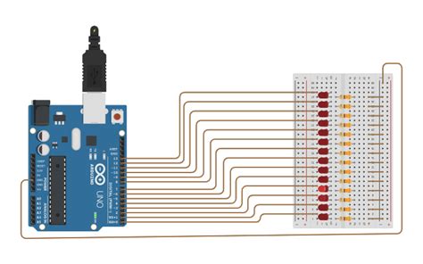 Circuit Design LaÇo For 14 Leds Piscam Nos Dois Sentidos Tinkercad