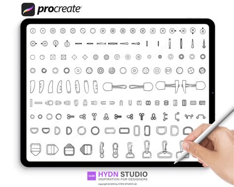 패션 디자이너를 위한 의류 단추 액세서리 세트 스탬프 브러쉬 140 종류 헤이든스튜디오