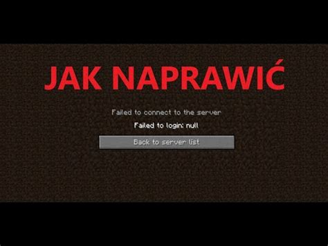Jak naprawić błąd Failed to login null w minecraft YouTube