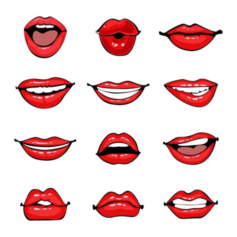 Comic Femenino Conjunto De Labios 274644 Vector En Vecteezy
