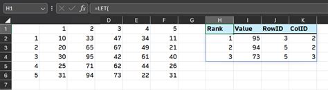 Sorting Find The Corresponding Row Id And Column Id Of Top 3 Values