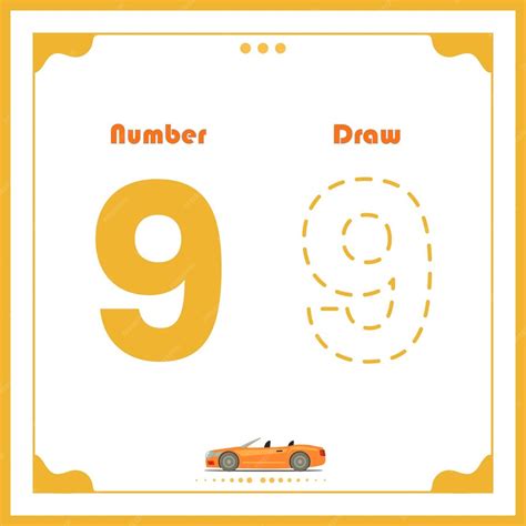 어린이를 위한 숫자 그리기 유치원 숫자 그림 학교 책으로 돌아가기 위한 학습 활동 프리미엄 벡터