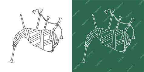 Premium Vector Bagpipes Line Drawing Cartoon Style Musical Instrument