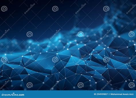 Abstract Blue Polygonal Background With Connecting Dots And Lines Ai Generated Stock