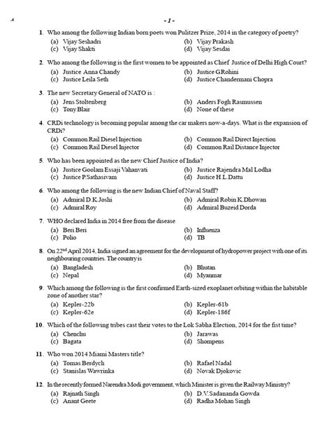 Mcs Combined 2014 Preliminary Exam Paper I Pdf Veto