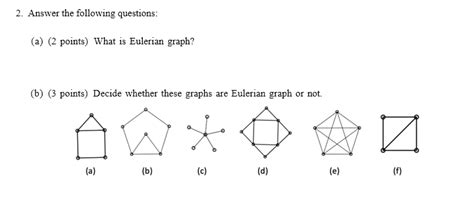 Solved A 2 Points What Is Eulerian Graph B 3 Points
