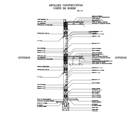 Building Interior And Exterior Sectional Constructive Details Dwg File