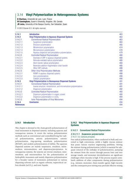 Vinyl Polymerization Pdf Copolymer Polymerization
