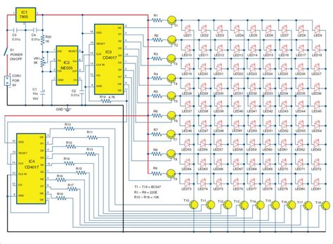 Cd4017 Based Led Light 81 Led Chaser Light Full Project