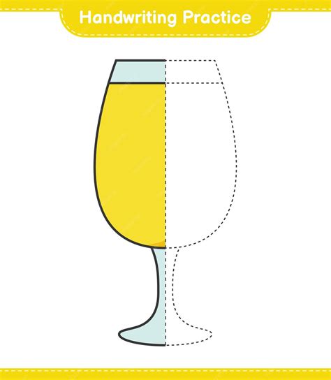손글씨 연습 칵테일의 추적 라인 교육 어린이 게임 인쇄용 워크시트 벡터 일러스트 레이 션 프리미엄 벡터