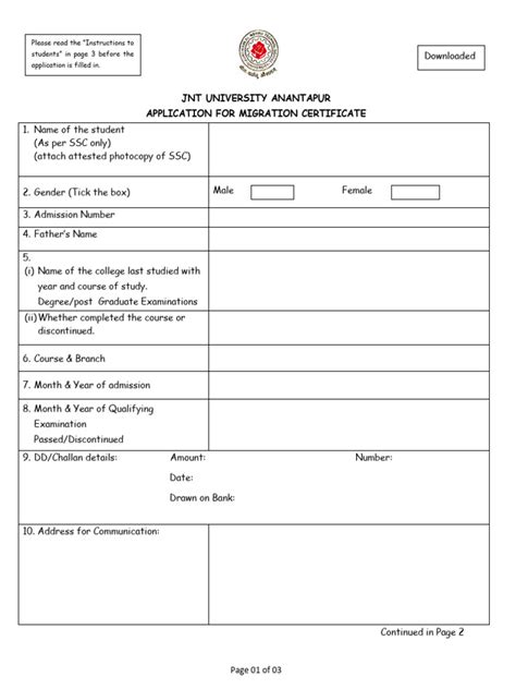 Application Form For Migration Certificate Pdf Qualifications
