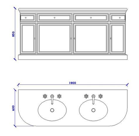 Vintage Bathroom Vanity Cad Block