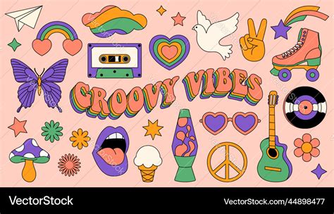 Groovy Elements Set Royalty Free Vector Image Vectorstock