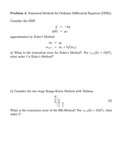 Solved Problem Numerical Methods For Ordinary Chegg