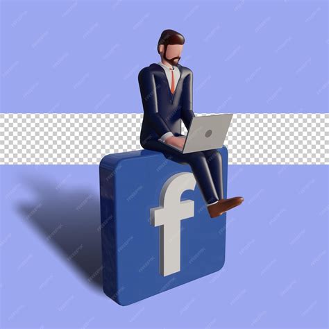 Premium Psd 3d Male Character Is Typing On Laptop And Sitting On