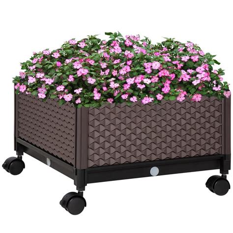 Outsunny Hochbeet Blumenkübel 1 Teilig Mit Rollen Pflanzkasten 1 St