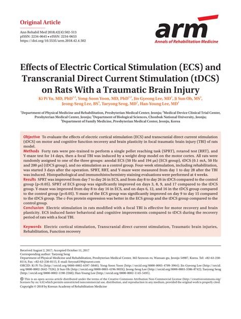 Pdf Effects Of Electric Cortical Stimulation Ecs And Transcranial