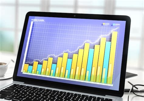 Premium Photo Laptop Screen With A Growing Financial Graph