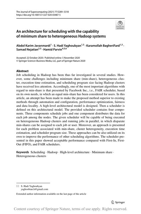 An Architecture For Scheduling With The Capability Of Minimum Share To Heterogeneous Hadoop