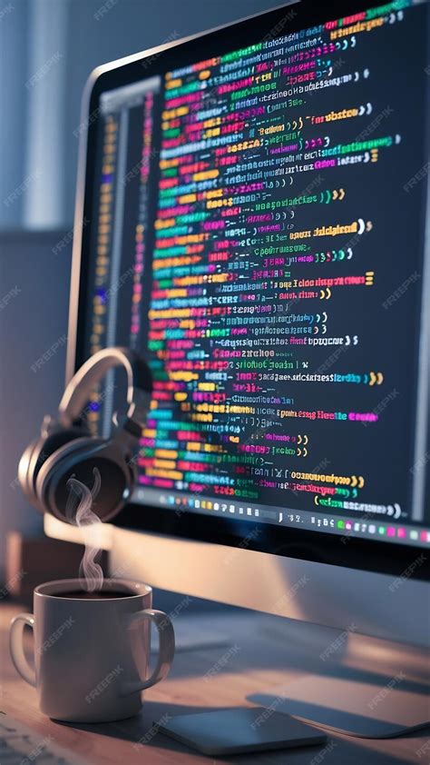 Computer Monitor Showing Source Code Premium Ai Generated Image