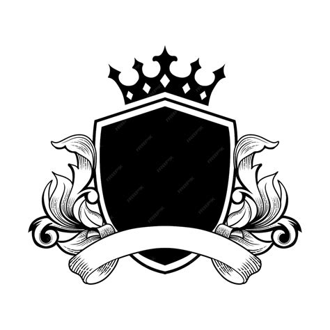 Premium Vector Heraldic Emblem Crest Shield With Crown And Laurel
