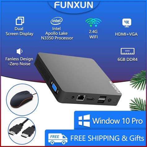 Funxun Mini Pc Windows 10 Pro 6gb Ram Desktop Computer Dual Wifi Dual Screen Display Support 4k