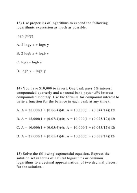 1 Use Properties Of Logarithms To Expand The Following Logarithmdocx