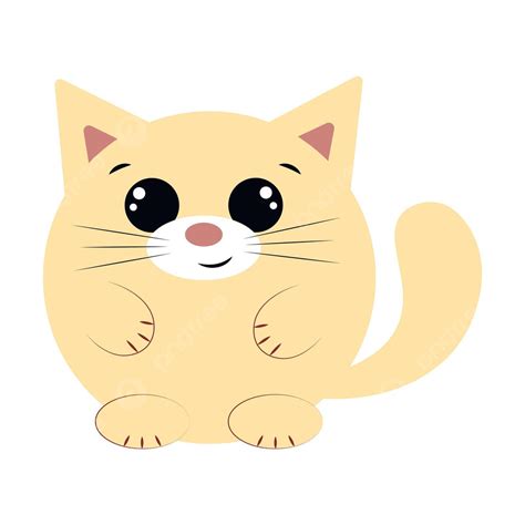 Colorful Illustration Of An Adorable Round Cartoon Cat Vector Element