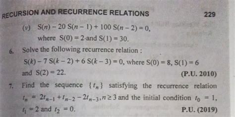 Recursion And Recurrence Relations V Sn 20sn 1 100sn 2 0