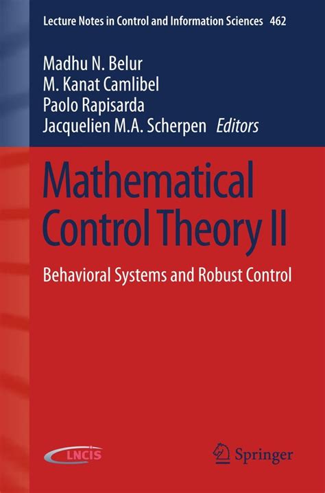 Mathematical Control Theory Ii Behavioral Systems And Robust Control Premiumjs Store